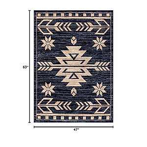 Well Woven Canton Blue Southwestern Medallion Area Rug 4x6 (3'11" x 5'3")