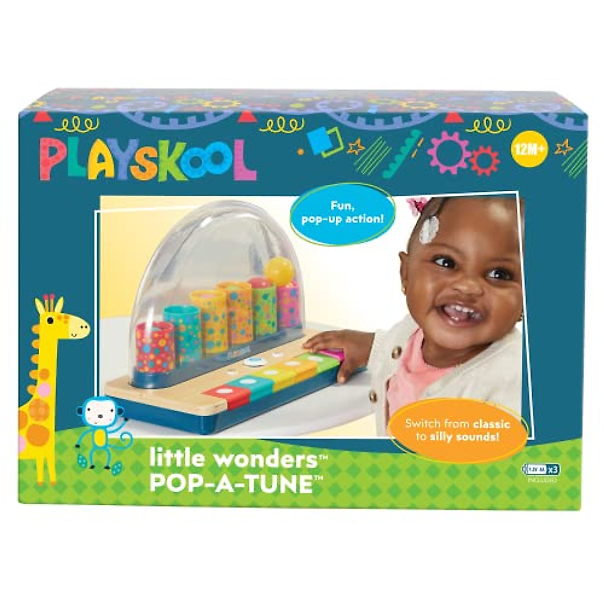 Playskool Little Wonders Pop-A-Tune - Toy - Colorful Tubes & Keys Teach Cause & Effect - Silly Sounds and Classic Piano - for 12 Months+