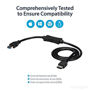 StarTech.com 3 ft USB 3.0 to eSATA Adapter - 6 Gbps USB to HDD/SSD/ODD Converter - Hard Drive to USB Cable (USB3S2ESATA3)