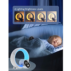 Smart Night Light for Kids,Wake Up Light Sunrise Alarm Clock,Ambient Light & Sleep Assistant White Noise Sound Machine Baby Night Light,App,Bluetooth Speaker,Snooze,Timer,Remote Control,Ideal for Gift