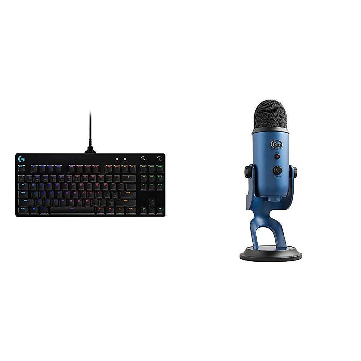 Logitech G PRO Mechanical Gaming Keyboard with Blue Yeti USB Microphone, Midnight Blue (Renewed)