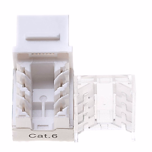 SATMAXIMUM Cat6 Keystone Ethernet Wall Jack Punch Down UTP 45-Degree (Easier Termination Than 90-Degree), RJ45 Slim Profile Speed Termination 45° Angled White (50 Pack)
