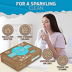 Laundry Sheets, 100 Loads - Zero Waste, Plastic and Scent Free, Natural Soap Detergent - Unscented Travel Size Essentials for Washing Clothes