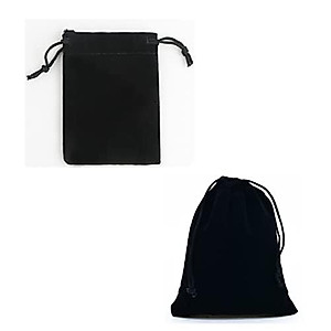 HORNO 5 Pack Black Velvet Travel Carry Headphones Pouch Bag with Drawstring