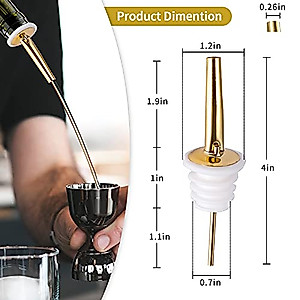 SuproBarware Liquor Bottle Pourers - Stainless Steel Bottle Pourers with Clean Bursh, Rustproof Metal Alcohol Pouring Tubes For Bars, Clubs, Restaurants & Home Use (Gold)