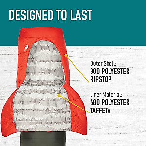 Sierra Designs Frontcountry Bed: Zipperless 20 Degree Synthetic Sleeping Bag, Long Red/Black