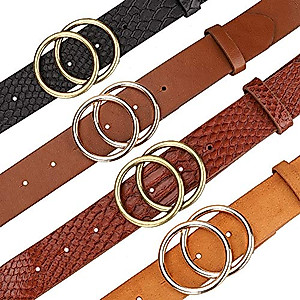 Earnda Women's Leather Belt Fashion Soft Faux Leather Waist Belts For Jeans Dress Brown Medium