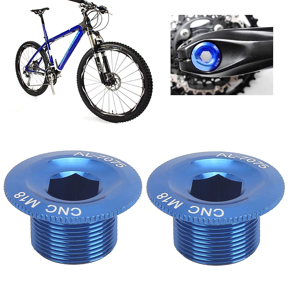 2Pcs Bicycle Crank Arm Bolts,18mm Aluminum Alloy Bicycle Cranket Crank Fixing Bolt Chainwheel Screws(M18 blue)