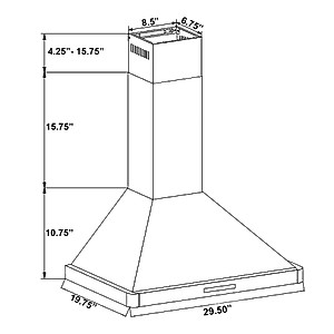 AKDY Convertible Kitchen Wall Mount Range Hood in Black Painted Stainless Steel with Lights and Carbon Filters (30 in.)