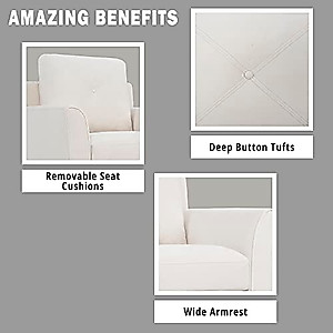 Raelynn Button Tufted Sofa Affordable Cream Modern Sofa for Budget-Conscious Buyers Microfiber Couch for Small Spaces Durable Sturdy Living Room Furniture Tool-Free Assembly and Easy Maintenance