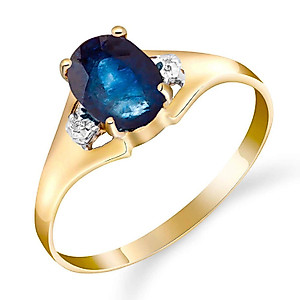 Galaxy Gold GG 14k Yellow Gold Ring with Natural Diamonds and Sapphire - Size 6