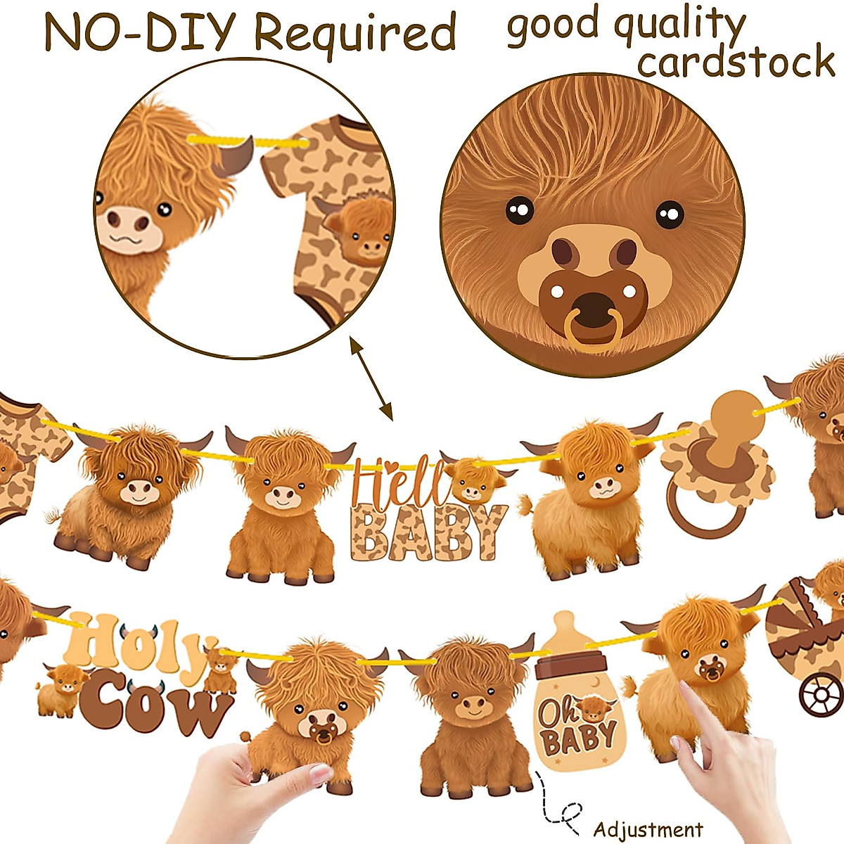 Highland Cow Baby Shower Banners 2Pcs Holy Cow Baby Shower Decorations Highland Cow Party Cutout Banners Oh Baby Party Decorations for Cow Cattle Baby Shower Birthday Party Supplies