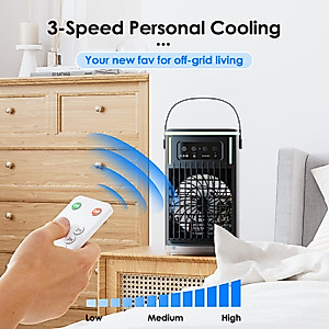 Portable Air Conditioners,Air Cooler Evaporative Personal,1500ML Cooling fan Air Conditioner with Remote,3 Wind Speed & 7 LED Light,3 Cool Mist& 2-8H Timer, Portable for Room Office Camping