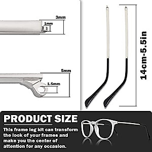 1 Pair Metal Eyeglass Replacement Arm, Eyewear Frame Temple Replacement Universal Sunglasses Arm Legs Replacement for Thin Metal Glasses, Sunglasses（Silver）