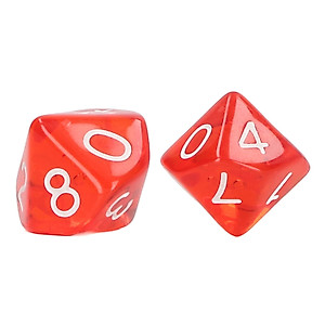 Teaching Dices, Numbers Dices 10 Side Plastic for Board Games (Red)