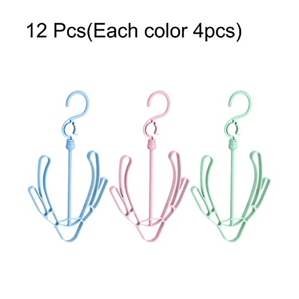 uxcell Shoes Drying Hanger, 270mm x 150mm PP Rotatable Shoe Hanging Racks Blue/Green/Pink, Pack of 3