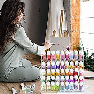 Acrylic Paint Organizer, Paint Rack Stand for 45 Bottles of Paints, Craft Paint Storage, Paint Rack Stand Pigment Organizer Holder Ink Bottle Stands, 2 oz Paint Rack Display Storage Oranizer
