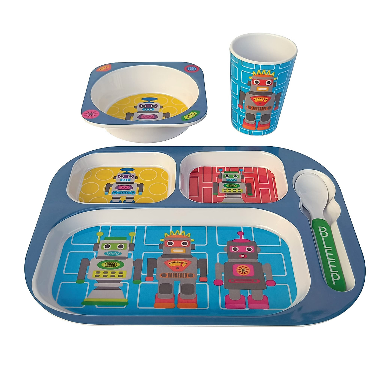 French Bull 4pc Kids Everyday Set - Robots, 11.77" x 2.87" x 8.54"