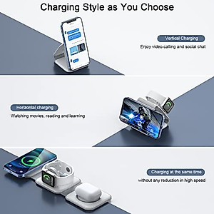 Wireless Charger 3 in 1,RTOPS Magnetic Travel Wireless Charging Station Multiple Devices,GaN 3 in 1 Charging Station,Compatible for iPhone 14/13/12/Pro/Max,iWatch,AirPods 3/2/Pro(Adapter Includes)