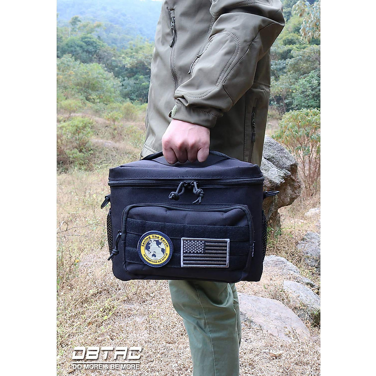 DBTAC Tactical Lunch Bag, Insulated Lunch Box for Men Women Adult | Durable School Lunch Pail for Teens | Leakproof Lunch Cooler Tote for Work Office Travel | Soft Easy To Clean Liner x2, Black