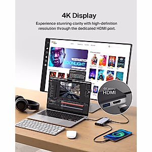 Belkin USB C Hub, 6-in-1 MultiPort Adapter Dock with 4K HDMI, USB-C 100W PD Pass-Through Charging, 2 x USB A, Gigabit Ethernet Ports and SD Slot for MacBook Pro, Air, iPad Pro, XPS and More