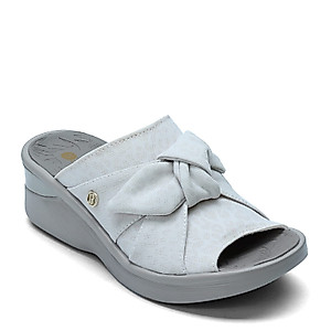 BZees Women's Smile Wedge Sandal, Cream, 8 M