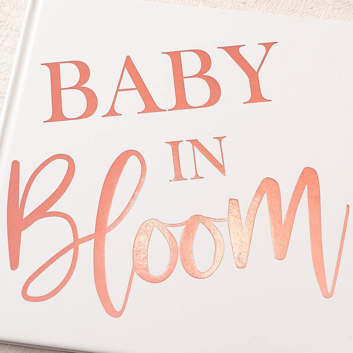 Calculs Polaroid Baby Shower Guest Book Baby in Bloom Signature Bridal Party Picture Book Blank Pages for Instant Film 8.5” Square White Cover Rose Gold Stamping