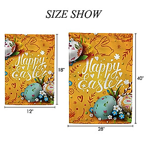 My Little Nest Seasonal Garden Flag Happy Easter Eggs and Flowers Double Sided Vertical Garden Flags for Home Yard Holiday Flag Outdoor Decoration Farmhouse Banner 28"x40"