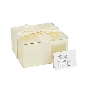 Stockroom Plus 10 Pack Textured Champagne Gold Gift Boxes with Lids, Ribbon and Blank Greeting Cards (8 x 8 x 4 in)