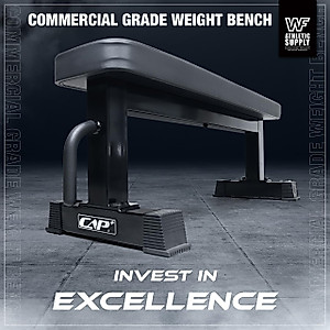 CAP Barbell Commercial Grade Weight Bench Flat/Incline/Decline Utility Exercise Olympic Workout Bench for Full Body Workout (Utility Flat Bench, White)