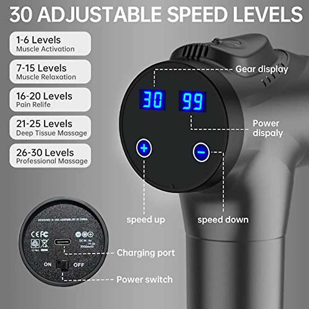 APHERMA Massage Gun, Muscle Massage Gun for Athletes Handheld Deep Tissue Massager Tool 30 Speed Levels 10 Heads