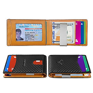 BULLIANT Slim Wallet Money Clip, Mens Front Pocket Wallet For Men 8 Cards 3"x4.25",RFID Blocking,Gift Boxed