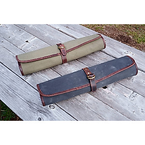 Chef Kniferoll Bag Leather and Waxed Canvas (Olive Green)