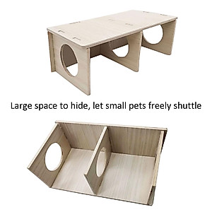 Hamiledyi Wooden Hamsters 2-Chamber Hideout-Tunnel Multi Chamber Exploring Toy Hamster Exploring Labyrinth Tunnel Toy for Hamsters Mice