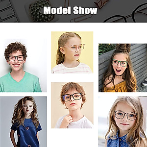 Hycredi Kids Blue Light Blocking Glasses，Anti Eyestrain & UV Protection, Computer Gaming TV Phone Glasses for Boys Girls (Clear Pink+Clear)