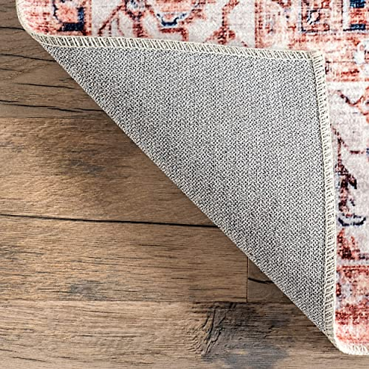 nuLOOM AMA Persian Stain-Resistant Machine Washable Area Rug, 5' x 8', Rust