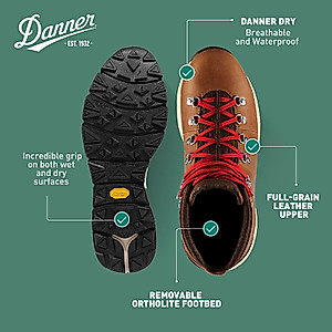 Danner Mountain 600 Hiking Boots for Women - Waterproof, Durable Suede Upper, Breathable Lining, Triple-Density Footbed & Vibram Traction Outsole, Saddle Tan - 6.5 M