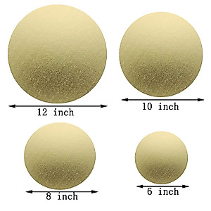 4 Pack Cake Boards, 6, 8, 10, 12 Inch Round Cake Circles, Cake Base Cardboards 1 of Each Size for Cake Decorating, Golden