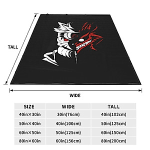 Cool Blanket for Men & Boys,Black Japanese Anime Blanket, Ultra-Soft Cozy Flannel Fleece Throw Blankets,Smooth Warm Fuzzy Plush Character Blankets for Sofa Bed Car,60 * 50in