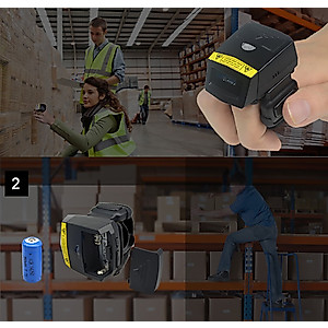 Posunitech Ring Barcode Scanner 1D Reader Mini Wireless Finger Barcode Scanner Compatible with Mac OS, Windows, Android 4.0+, ios