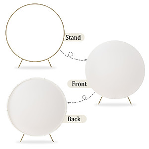 7.2FT Ivory Round Backdrop Covers Circle Background Covers for Birthday Party Baby Shower Wedding Photography Circle Arch Cover, Suitable for 7ft/7.2ft Circle Stand