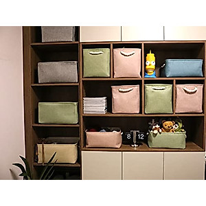 HARMOSO Collapsible Storage Basket (14Lx10.6Wx6.6H) Decorative Storage Bins with Handles Canvas Storage Baskets for Shelves Gift baskets organizing Toys Clothes Books (pink,3Pack)