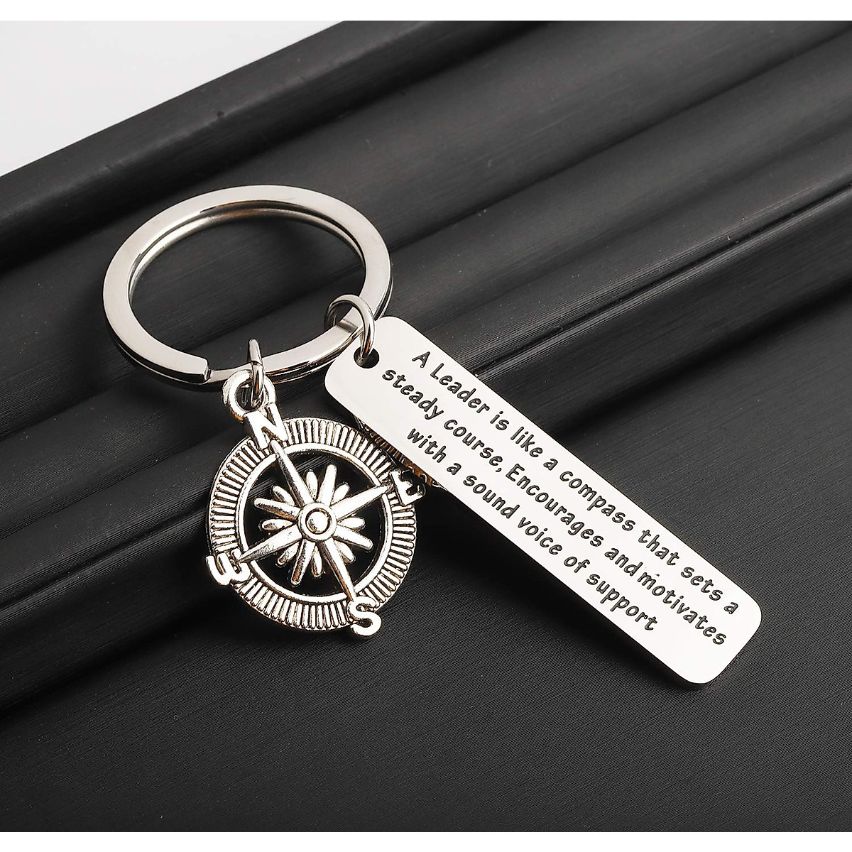 FOTAP Boss Gift A Leader Is Like A Compass That Sets A Steady Course,Encourages And Motivates With A Sound Voice Of Support Keychain Appreciation Gift for Supervisor, Mentor (Leader Keychain)