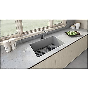 Ruvati 30 x 17 inch Granite Composite Undermount Single Bowl Kitchen Sink - Arctic White - RVG2030WH