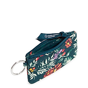 Vera Bradley Women's Cotton Zip Id Case and Lanyard Combo, Fresh-Cut Floral Green, One Size