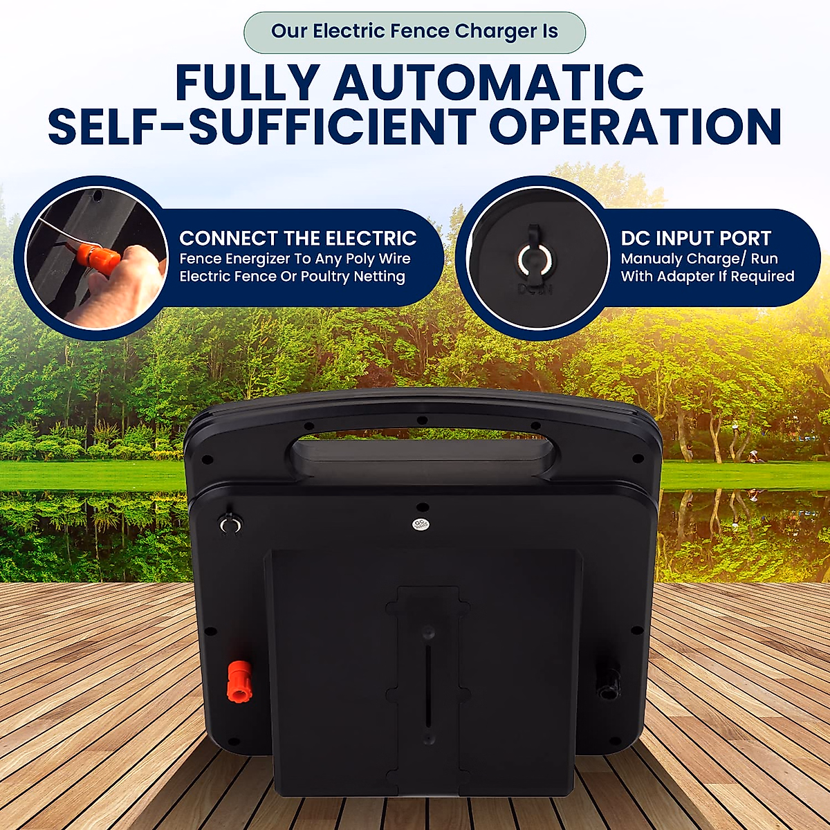 My Animal Command Solar Powered Electric Fence Charger 3 Mile 0.25 Joules Output (9-11KV) Electric Fence Energizer Containment & Protection of Livestock, Horses, Cattle Sheep, Pets Easy Installation