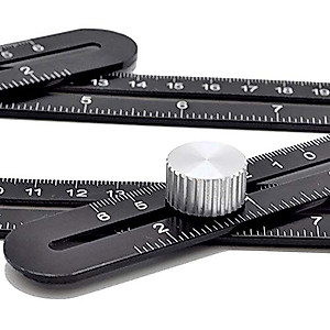 Six-Sided Aluminum Alloy Angle Measuring Tool, Angle Ruler Template Template Tool Full Metal Measuring Rules Layout Tool for Handymen Builders DIY Carpenters Craftsmen