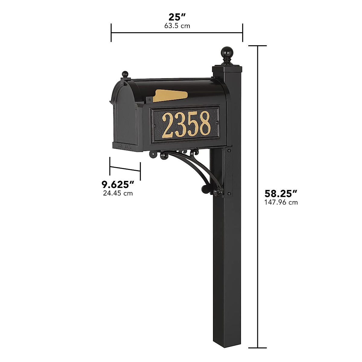 Whitehall Deluxe Streetside Mailbox Package,Black,Extra Large,70726