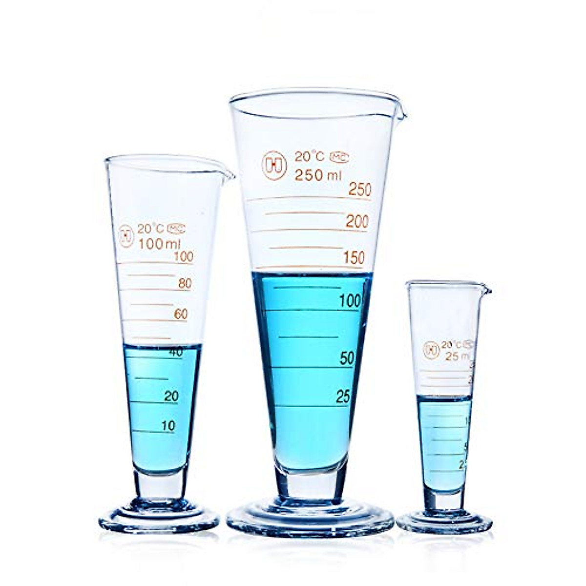 Professional Lab Graduated Measuring Cup Glass Conical Beaker with Spout 50ml Lab Measuring Glass Boro 3.3 Heat Resistant Thicken Glassware (50ml)