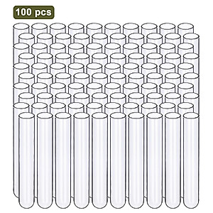 FunChem Glass Test Tubes, Pack of 100 Sturdy Round Bottom Clear Test Lab Tubes, 12 mm O.D. X 75 mm Length, 12 O.D. x 75 mm Length (YQ-TestTube-ALL)